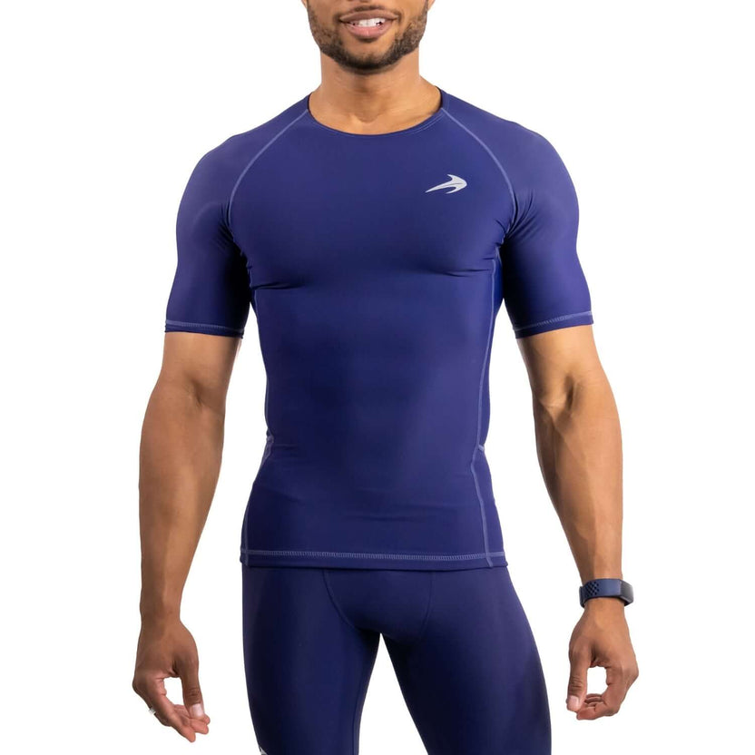 Men's Compression Short Sleeve Shirt - Navy Blue – CompressionZ